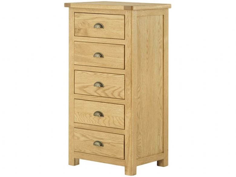Hunningham 5 Drawer Wellington Chest | Oak Top - Lee Longlands