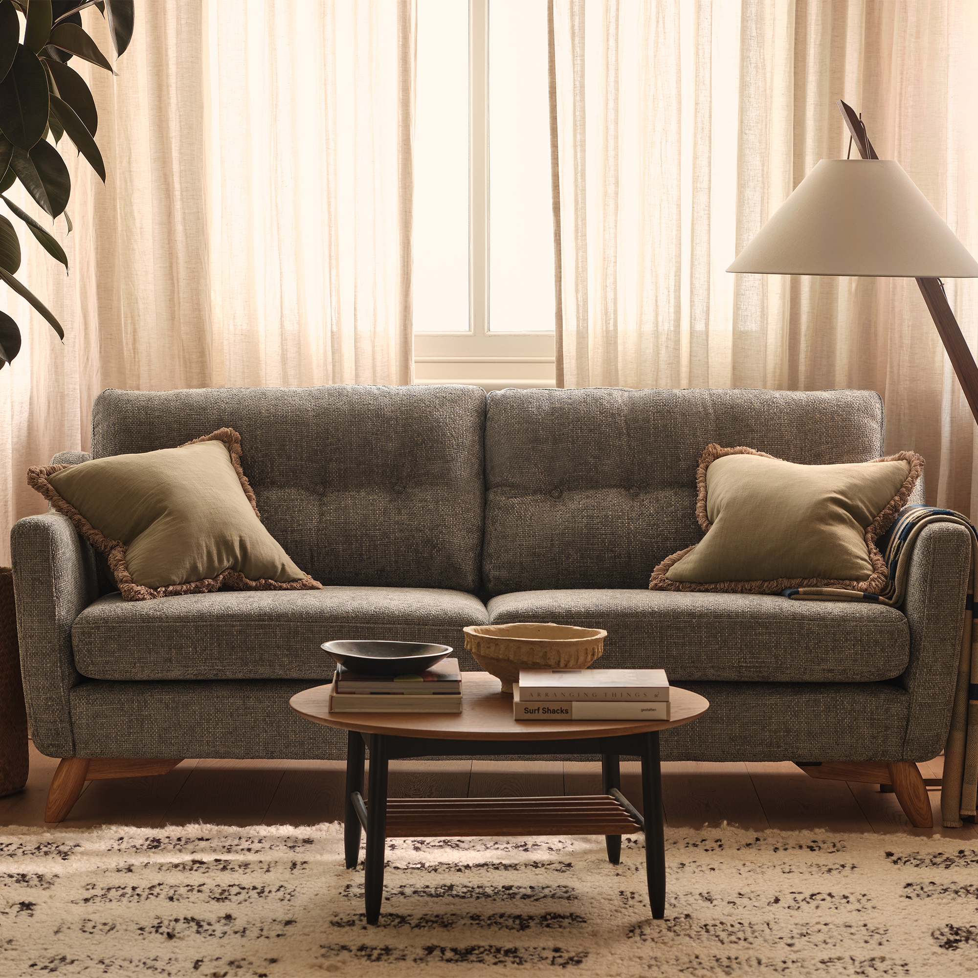 Ercol Cosenza Medium Sofa | Retro Oak-Leg Sofa | Lee Longlands