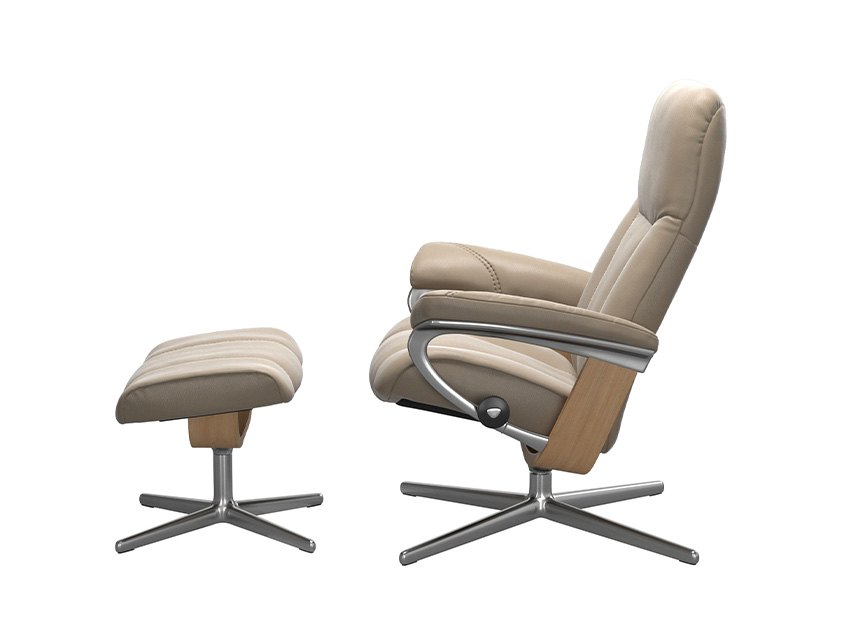 Consul Cross Large Recliner Chair & Stool | Stressless | Lee Longlands