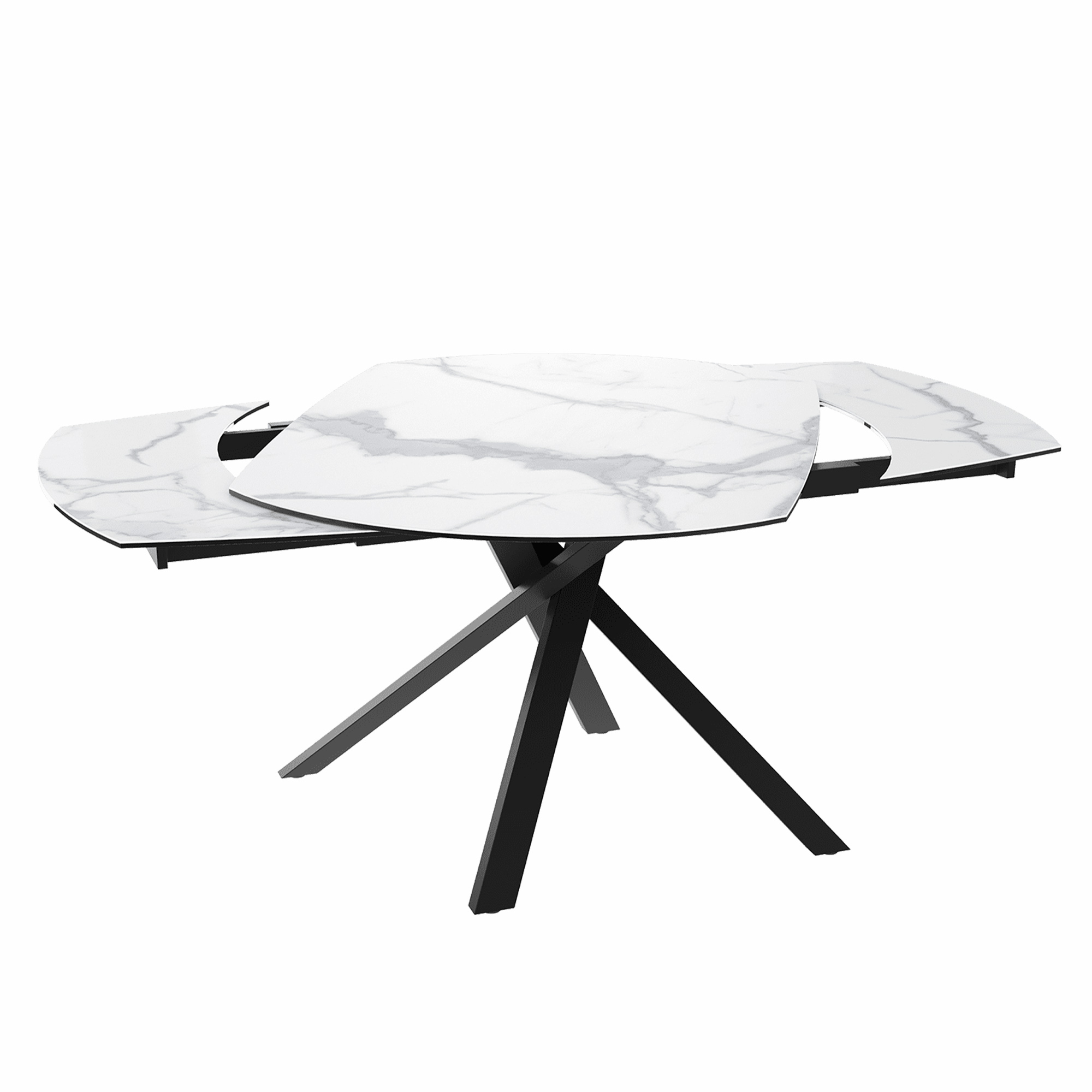 Giza Marble Ceramic Dining Table & 4 Blue Swivel Chairs | Lee Longlands