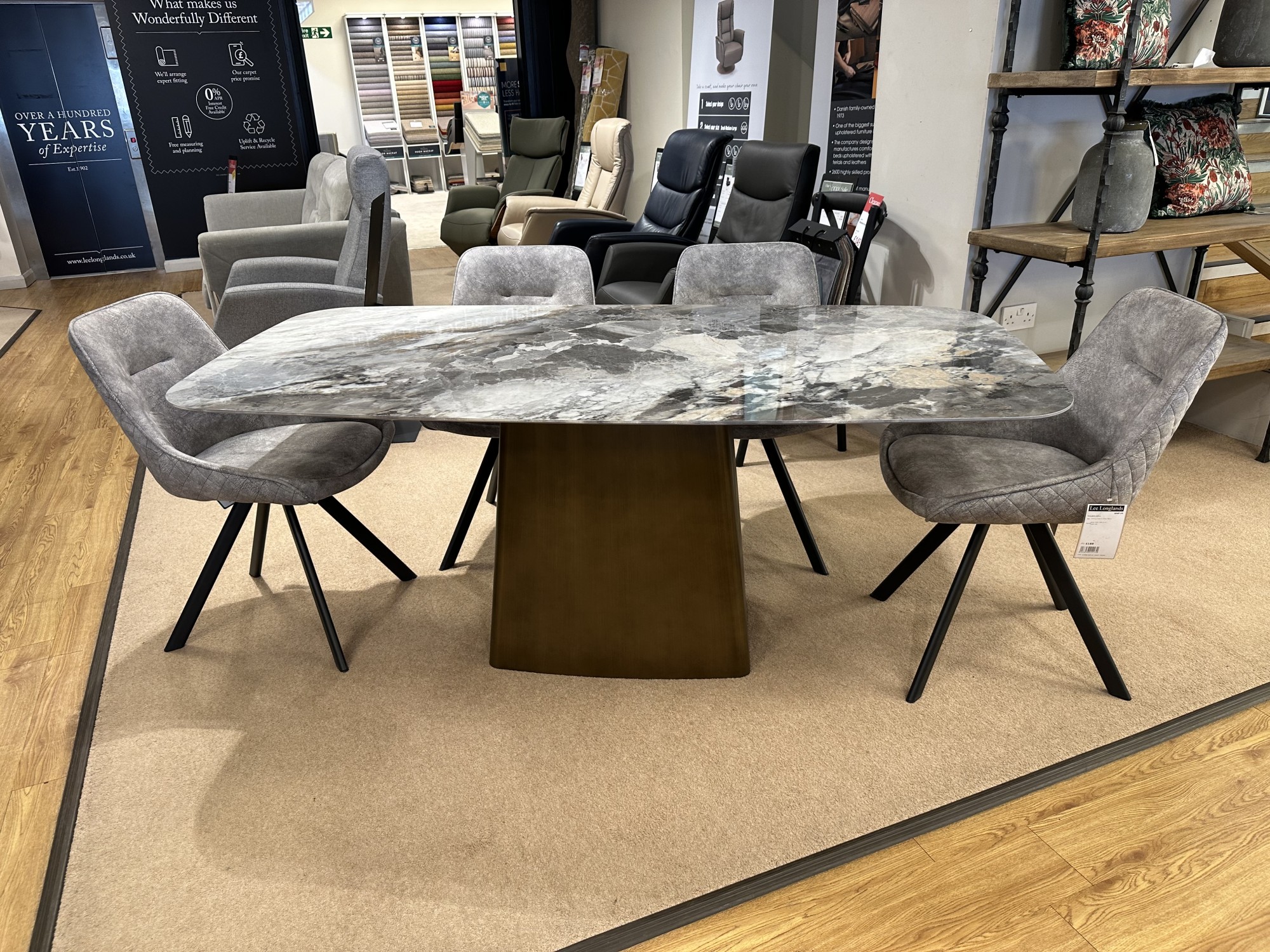Bolsena 180cm fixed top Dining Table with 4 grey Dining Chairs - Lee ...