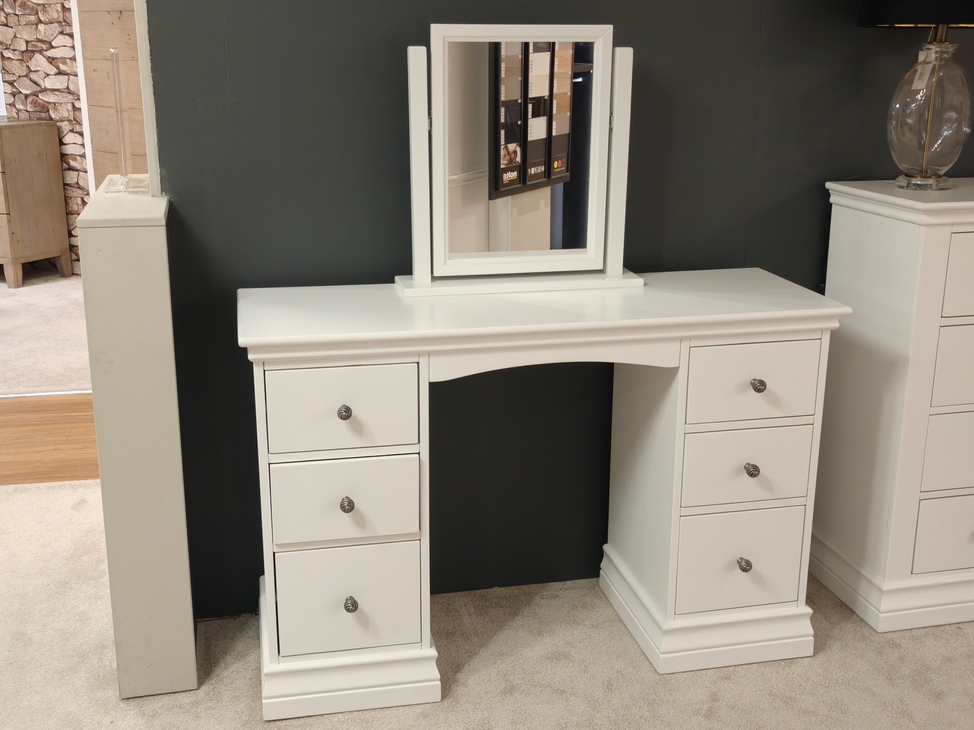 Viggo Double Pedestal Dressing table with Vanity mirror - Lee Longlands