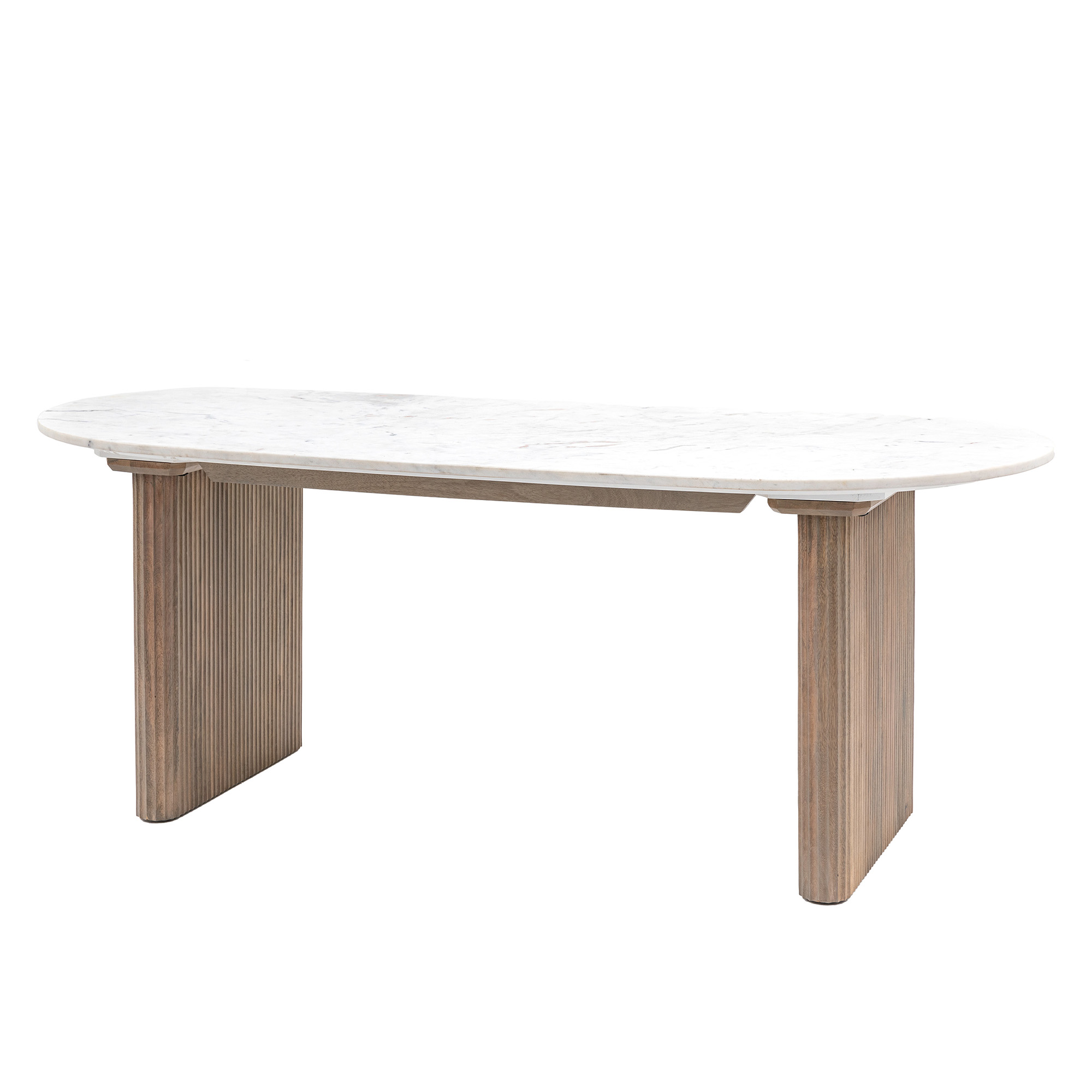 Mango Wood Dining Table with Carrera Marble Top - Lee Longlands