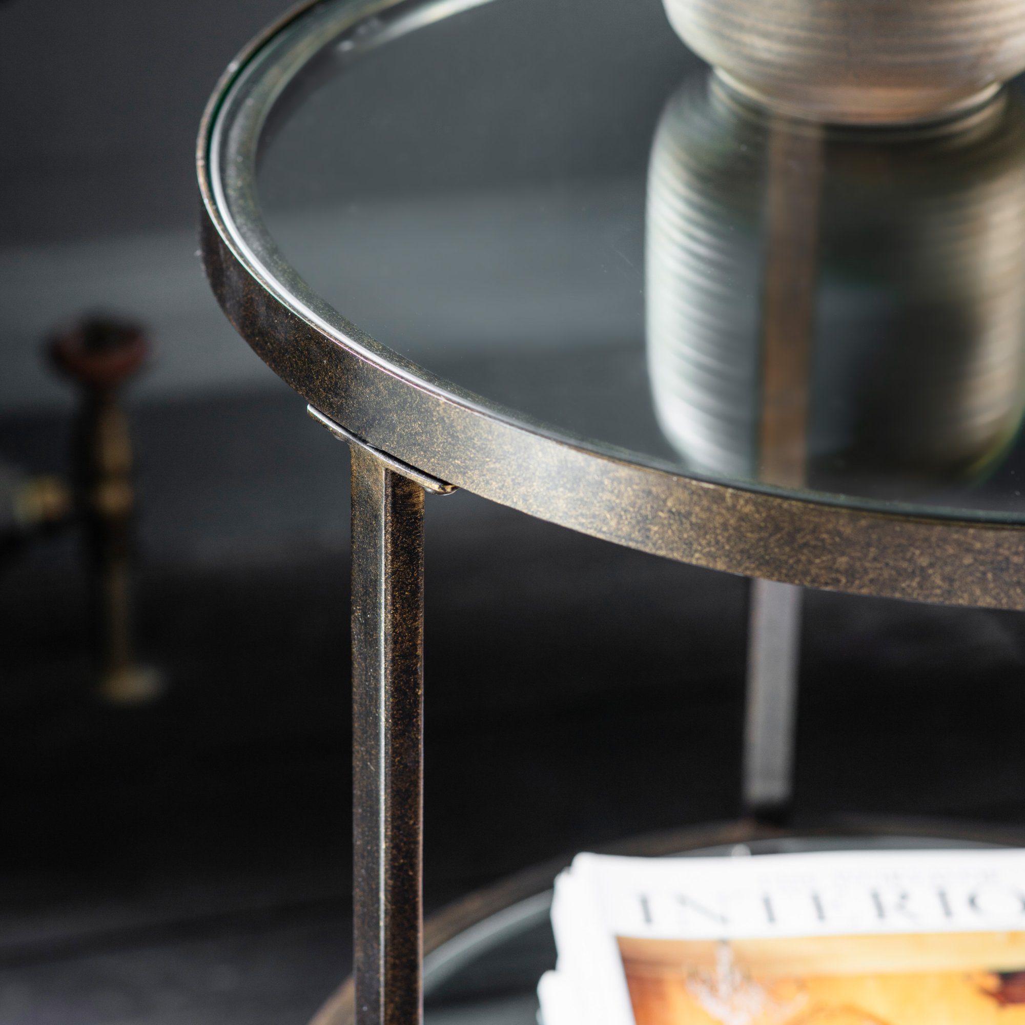 Hudson Bronze Side Table | Aged Bronze Glass Accent Table - Lee Longlands