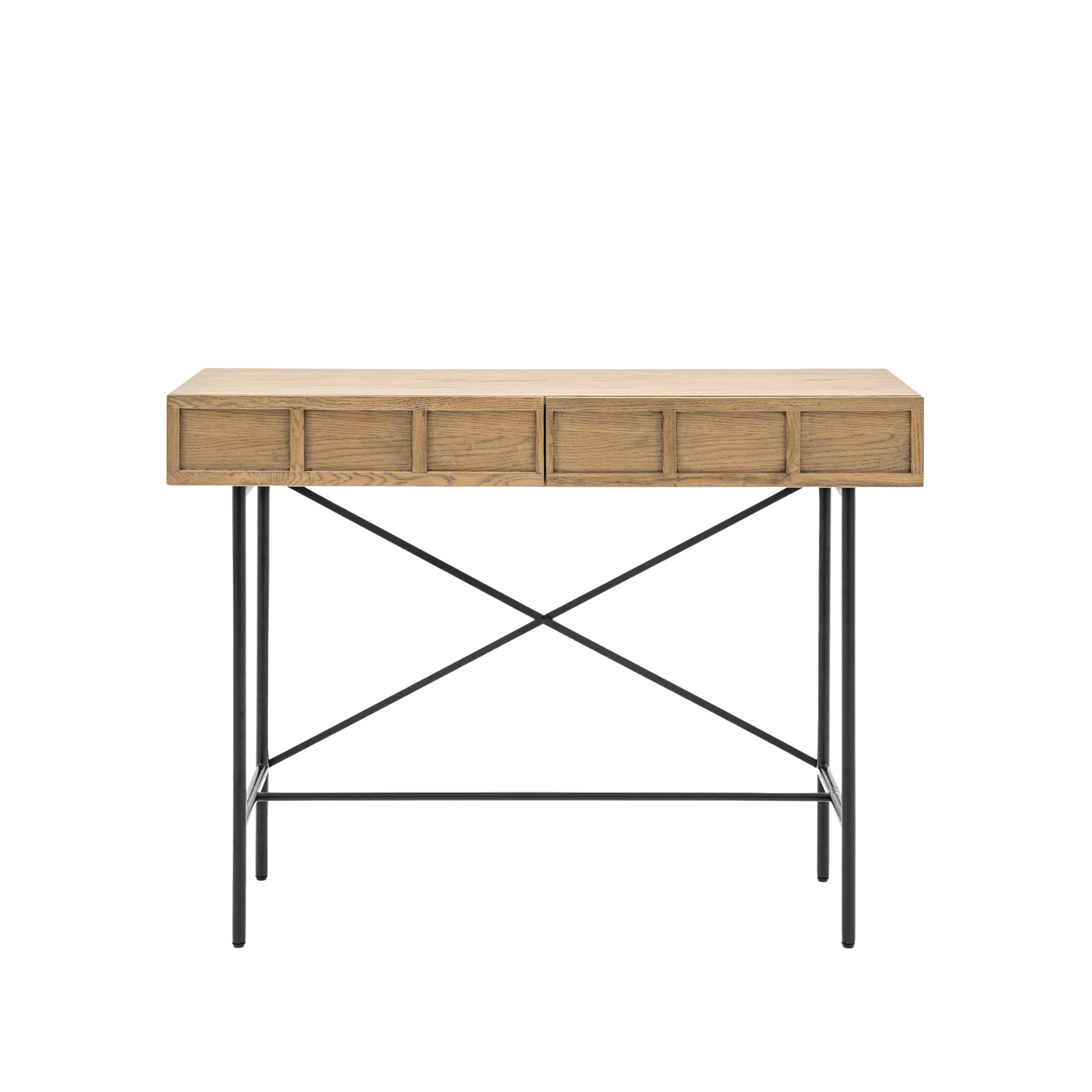 Modern Oak Console Table with Black Metal Legs - Lee Longlands