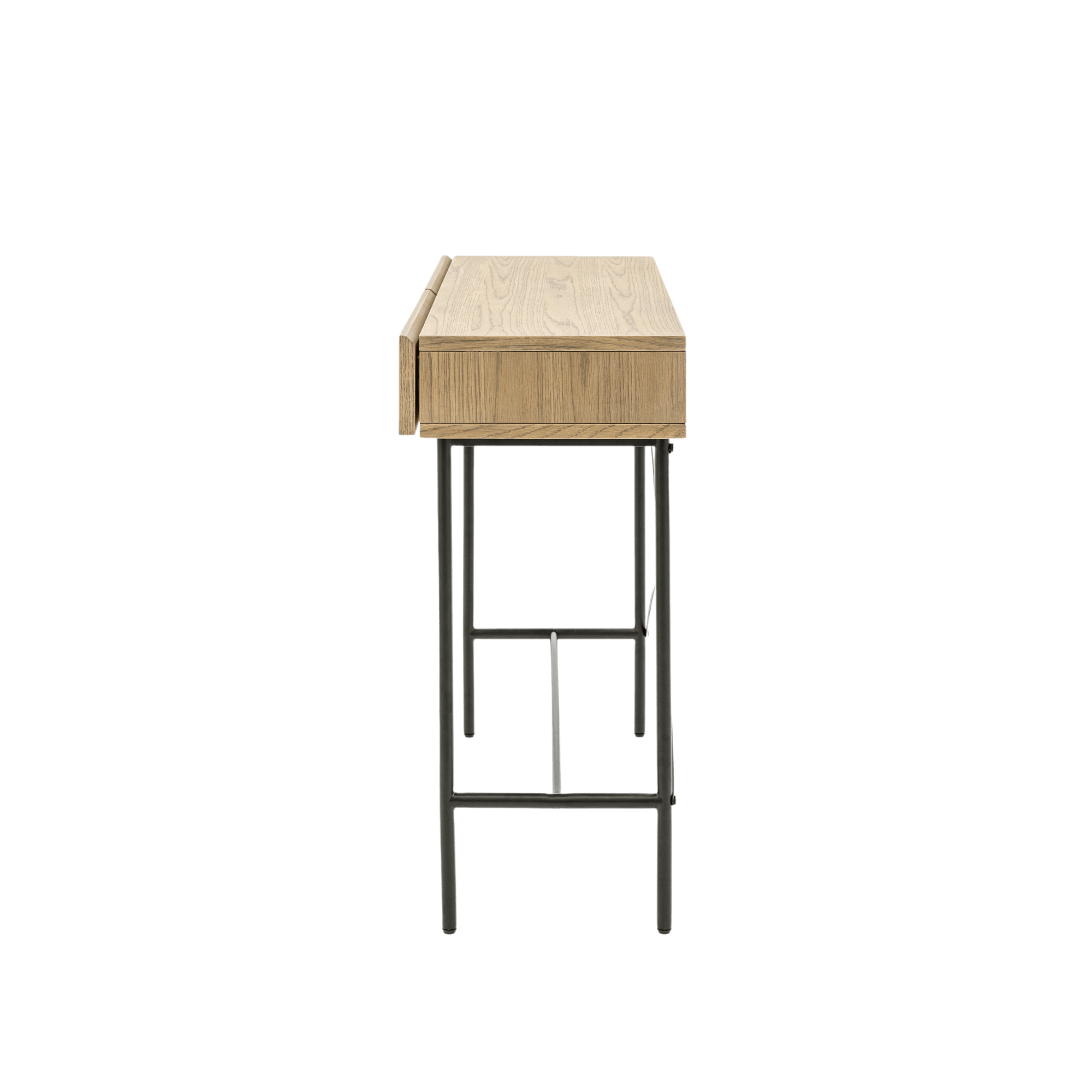 Modern Oak Console Table with Black Metal Legs - Lee Longlands