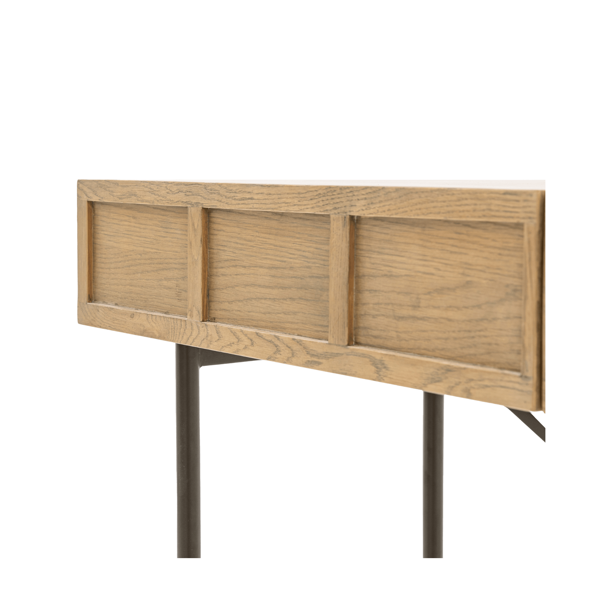 Modern Oak Console Table with Black Metal Legs - Lee Longlands