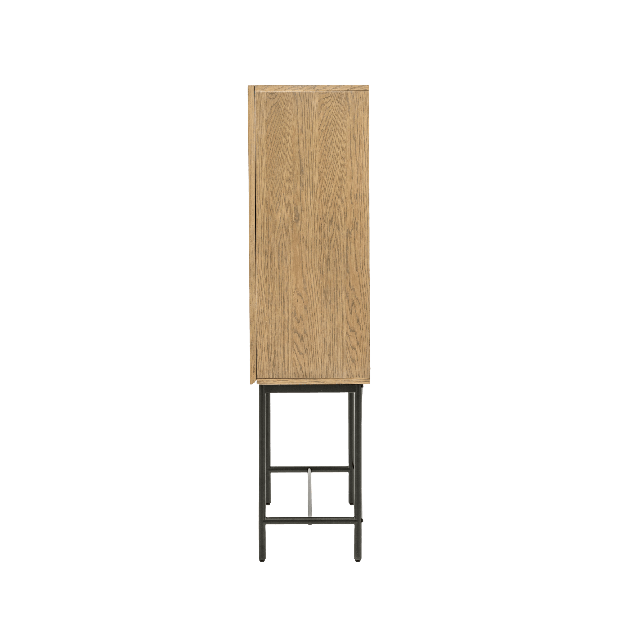 Modern Oak Cocktail Cabinet with Black Metal Legs - Lee Longlands