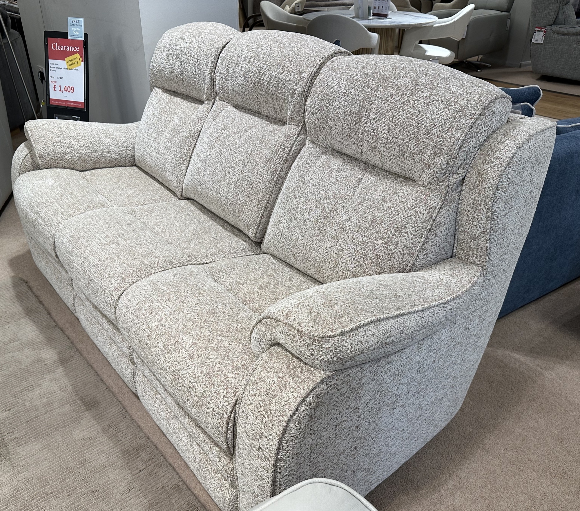 Parker Knoll Boston-Lifestyle 3 Seater Static Sofa in Fabric B - Lee ...