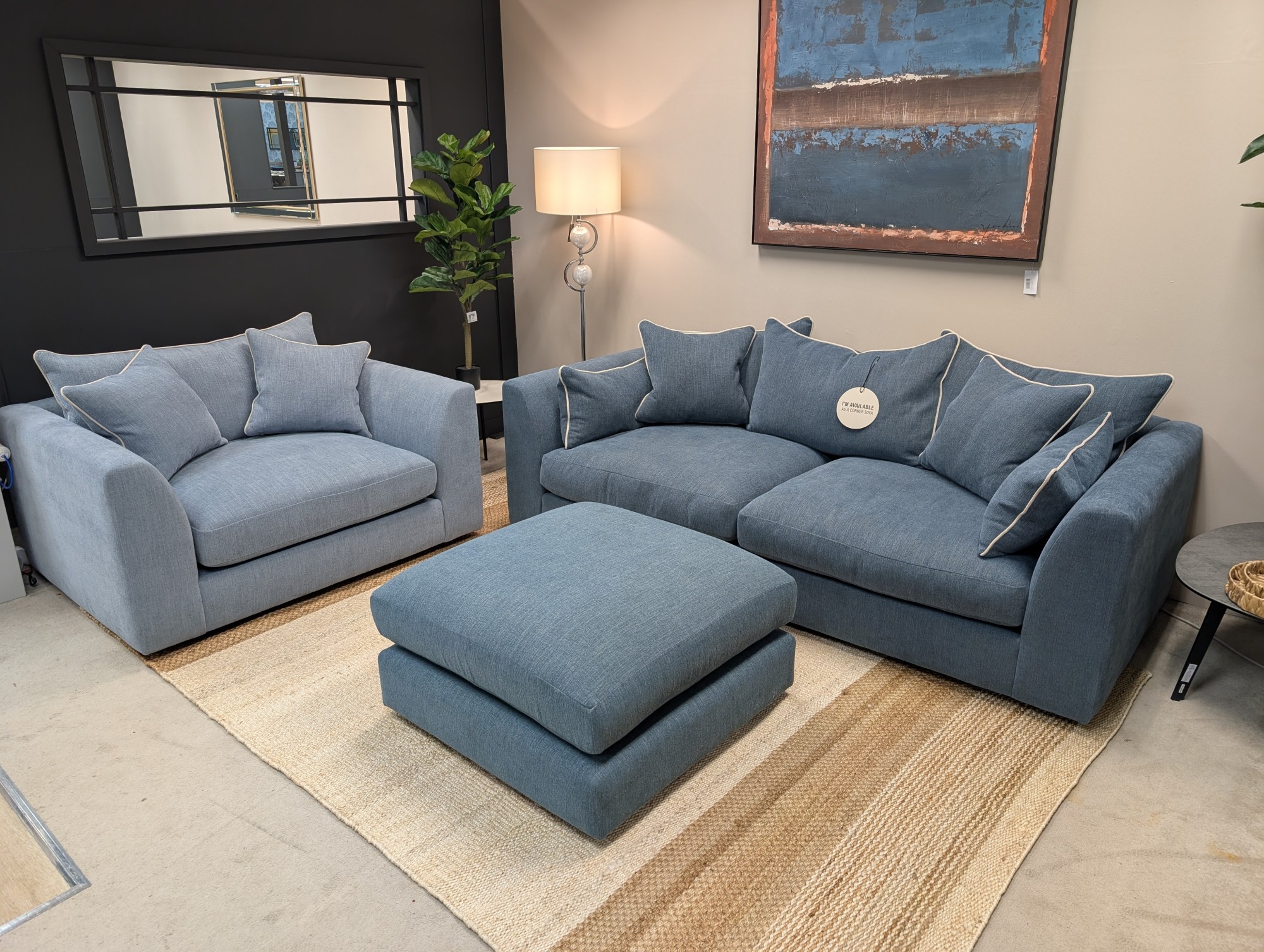 Lynton, Large Sofa (fibre), Cuddler Chair (foam) and Footstool - Lee ...