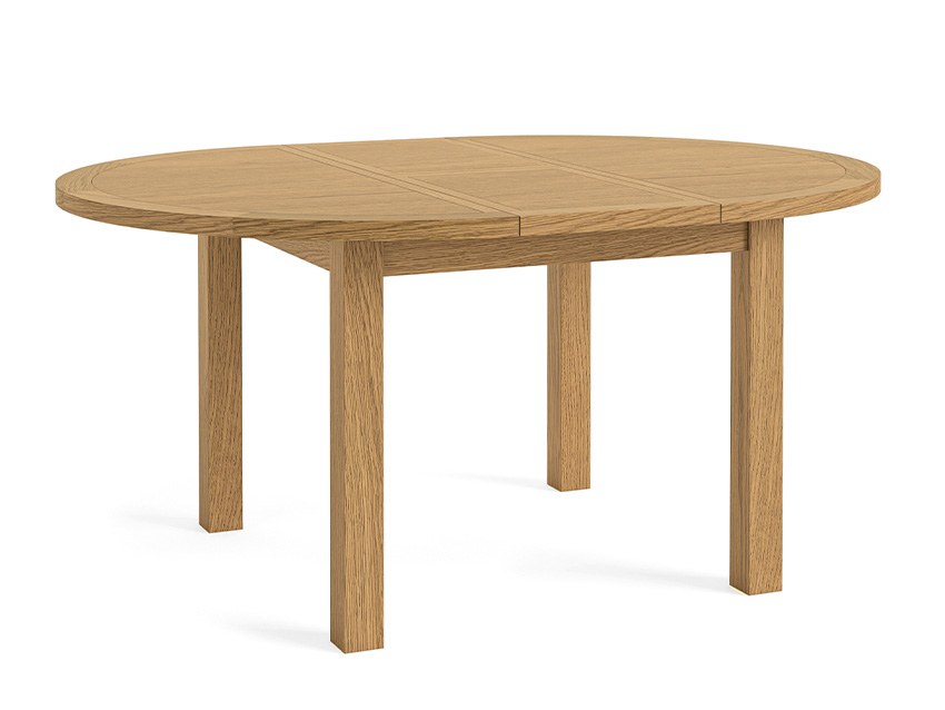 Brenton Round Extending Dining Table - Rustic Oak Extends from 120cm t ...
