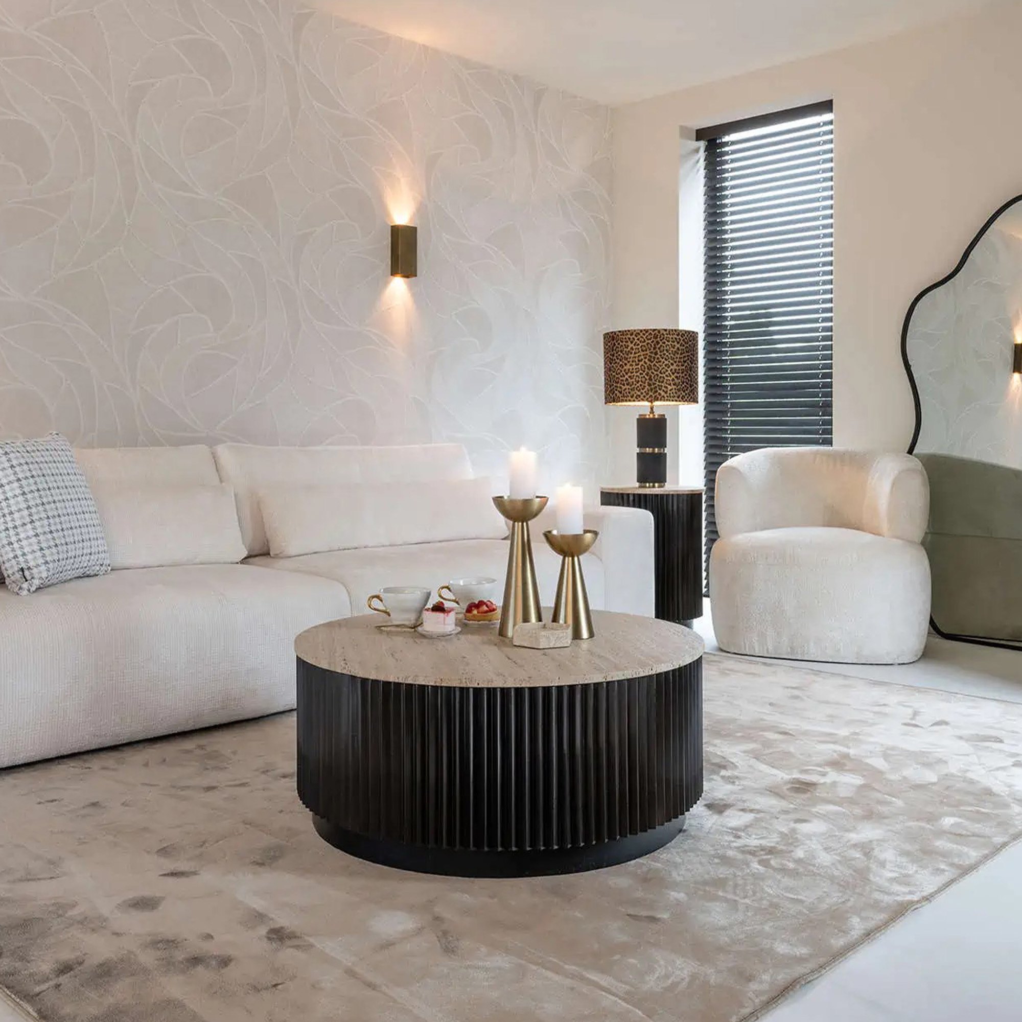 Hampton Travertine Round Coffee Table - Lee Longlands