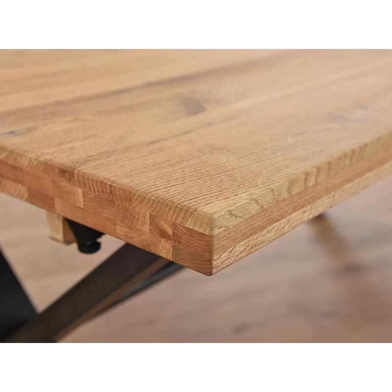 Yukon 190cm Solid Oak Extending Dining Table with Black Cross Legs ...
