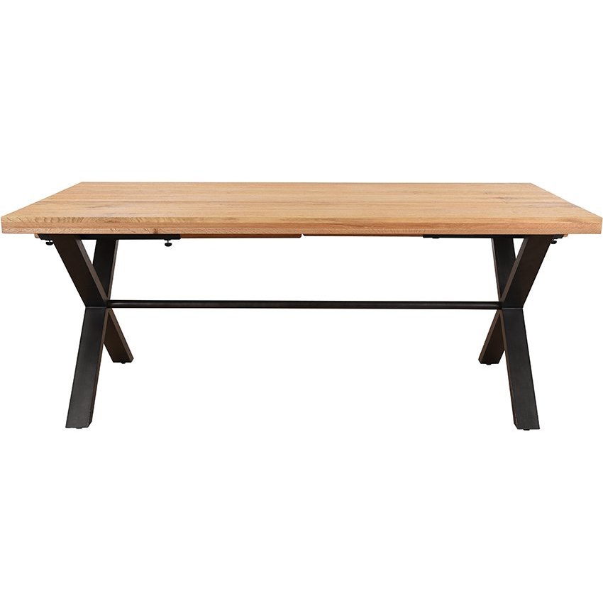Yukon 150cm Solid Oak Extending Dining Table with Black Cross Legs ...