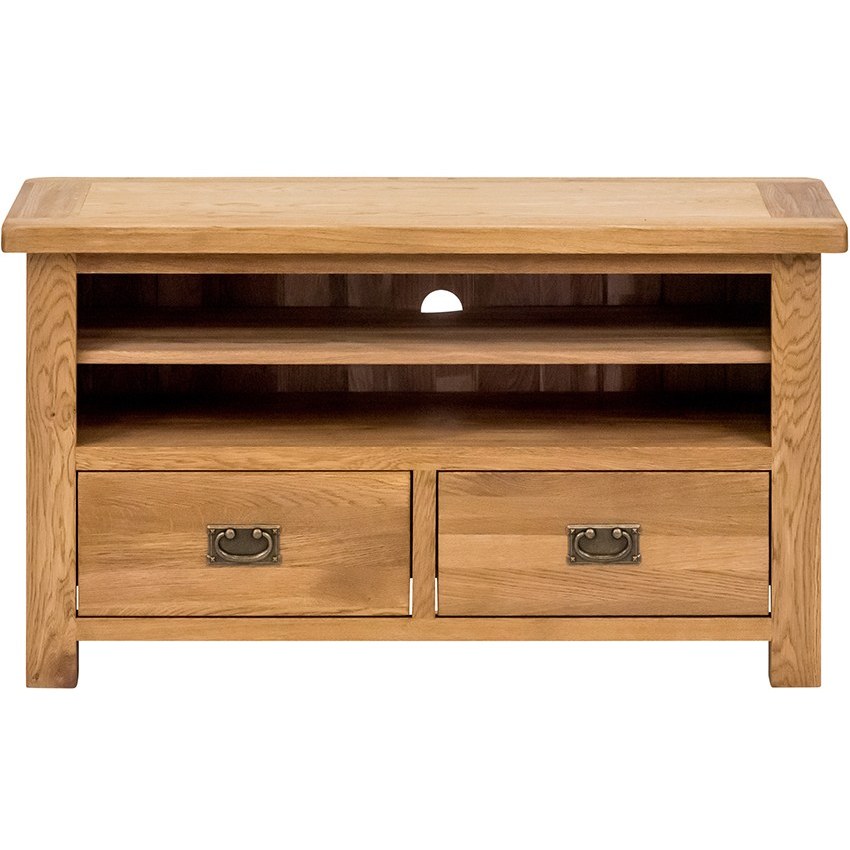 Hemingford Oak TV Unit With Drawers - Lee Longlands