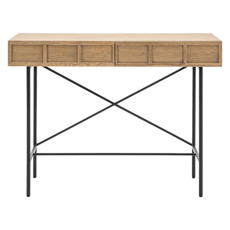 Modern Oak Console Table with Black Metal Legs - Lee Longlands
